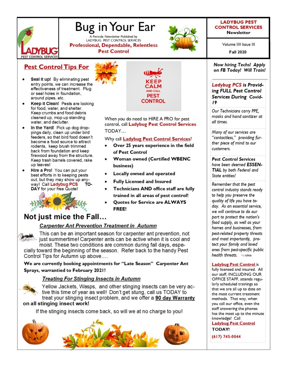 Pest Control Tips for Autumn! - Ladybug Pest Control Services